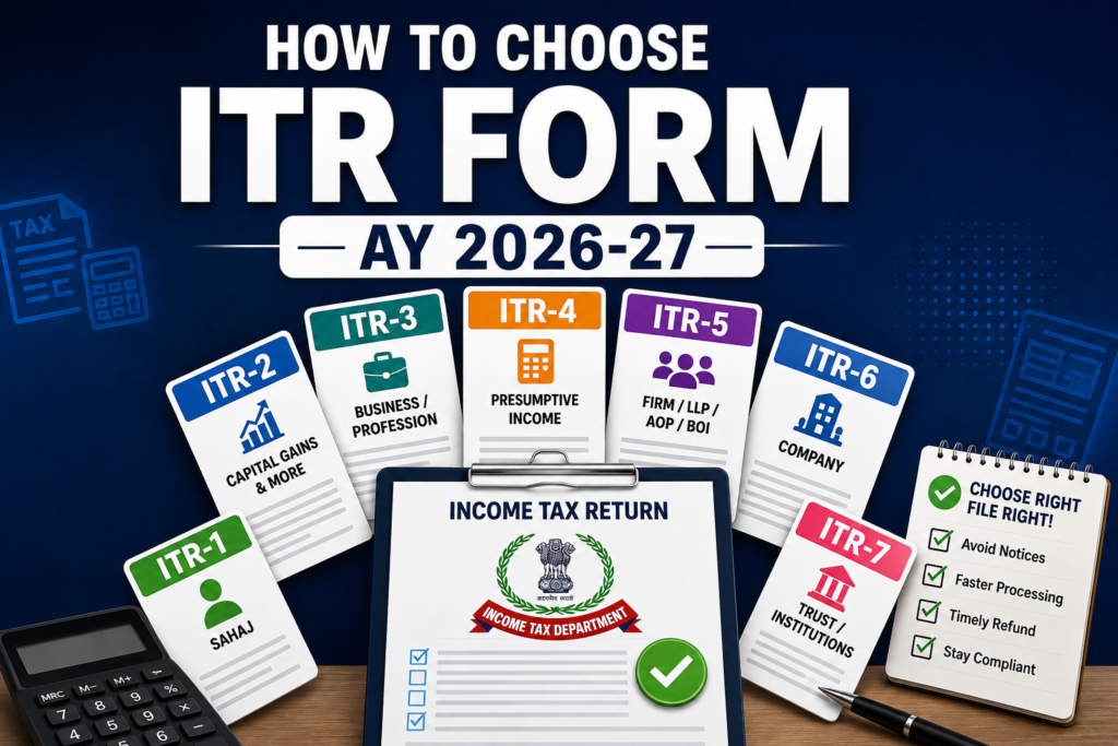 How to Choose the Correct ITR Form for AY 2026-27 - Tax Updates